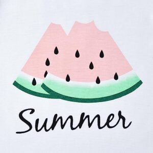 FOCUTEBB 2 Years Old Girl Clothes Toddler Girls Summer Outfits Summer Short Set Infant Toddler Girls Outfit T-shirt + Linen Shorts with Belt Cute Summer Clothes Set Watermelon Pink 2-3T