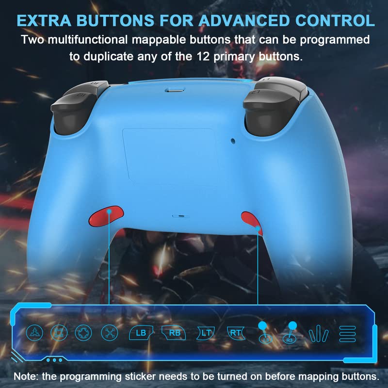 TOPAD Control for PS4 Controller,Ymir Gamepad Compatible with Playstation 4/Pro/Slim/Steam/PC Console,Modded Elite Wireless Pro Remote with Back Buttons,Turbo,Vibration,Sensor,Touchpad,Audio Jack,Blue