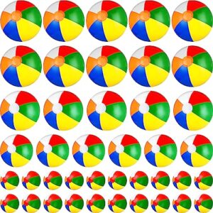 bbto 72 pieces beach balls bulk 15.7''/14''/12''/9'' inflatable beach ball rainbow blow up beach balls sport balls for adults summer pool toys water games hawaiian birthday party favors