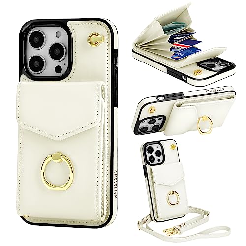 Wallet case for iPhone 13 pro max,iPhone 13 pro max case with Card Holder,iPhone 13 Pro Max Crossbody case,iPhone 13 pro max Leather case, Designed for Apple iPhone 13 pro max Case,6.7 Inch-Beige