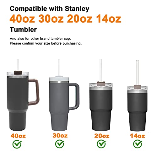 Water Bottle Pouch Silicone Spill Proof Stopper Set Replacement Straws and Tumbler Boot for Stanley H1.0 40oz 30oz Tumbler, Airboat Reusable Straws, Leak Proof Topper Accessories for Stanley Cup