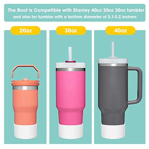 Water Bottle Pouch Silicone Spill Proof Stopper Set Replacement Straws and Tumbler Boot for Stanley H1.0 40oz 30oz Tumbler, Airboat Reusable Straws, Leak Proof Topper Accessories for Stanley Cup