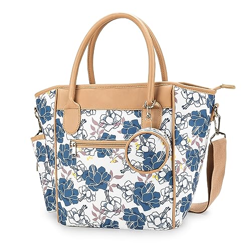 MEYTEILAY Diaper Bag Tote Baby Changing Bag Portable Waterproof Splashproof and Large Capacity with Shoulder Strap（Blue Flower）