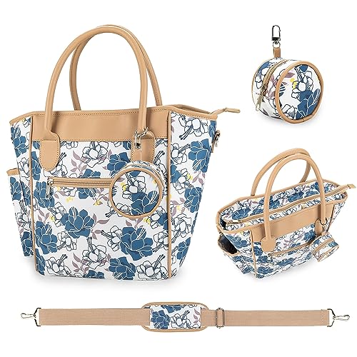 MEYTEILAY Diaper Bag Tote Baby Changing Bag Portable Waterproof Splashproof and Large Capacity with Shoulder Strap（Blue Flower）