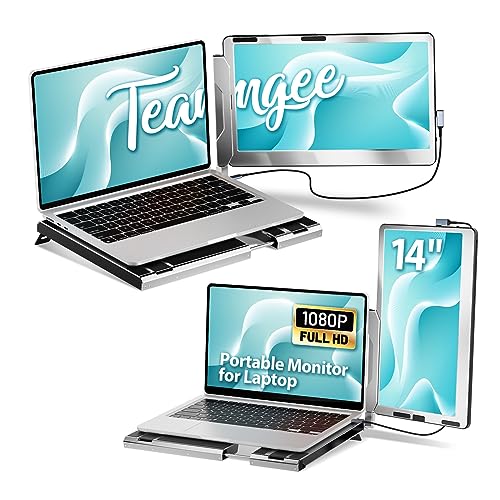 Teamgee 14" Laptop Screen Extender, 360° Rotation Portable Monitor for Laptop with Stand, 1080P FHD Dual Screen, Plug and Play for Windows, Mac, Surface, Dex & Switch, PS4/5