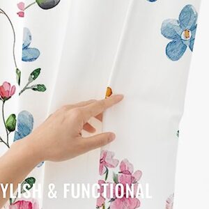 Allenjoy Watercolor Abstract Floral Lightweight PEVA Waterproof Shower Curtain with 12 Plastic Hooks 72"x72"