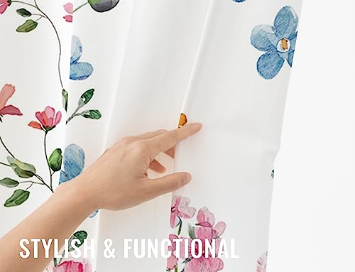 Allenjoy Watercolor Abstract Floral Lightweight PEVA Waterproof Shower Curtain with 12 Plastic Hooks 72"x72"