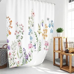 Allenjoy Watercolor Abstract Floral Lightweight PEVA Waterproof Shower Curtain with 12 Plastic Hooks 72"x72"