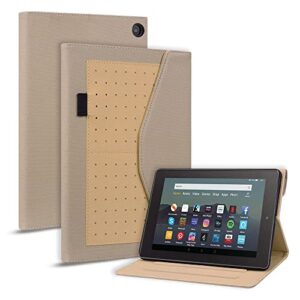 Tablet PC Case Compatible with All-New Kindle Fire 7 Tablet (7", 12th Generation, 2022 Release) Case PU & TPU Tablet Case Kickstand Tablet Case Card Slot Case Tablet Home (Color : Khaki)