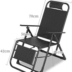 NOALED Recliners Office Chair, Sun Lounger Recliner Wicker Chair Folding Rattan Recliner Office Chair Balcony Lazy Rocking Chair Outdoor Portable Chair