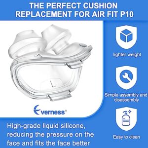 2 Packs Replacement Set for P10 Nasal Pillow, Includes Large Pillows, Frames & Short Hoses for Airfit P10 in One Pack (No Headgear), Snug Fit & Great Value Replacement Supplies by Everness (L)