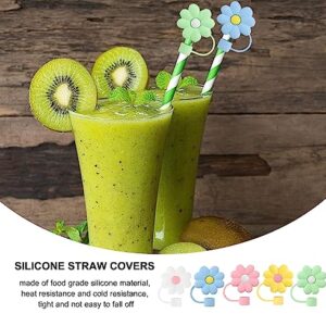 10Pcs Straw Cover Cap for Stanley Cup 40&30 Oz Straw Cap Silicone Straw Tips Cover Cute Cartoon Dustproof Splashproof Drinking Straw Lids Protector (Flower)