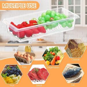 Thyle Clear Storage Bins with Lids Plastic Stackable Fridge Organizers with Removable Drain Tray Keep Fresh Food Storage Containers for Fridge Refrigerator Fruit Vegetables Pantry (9 Pcs,XL, L, S)