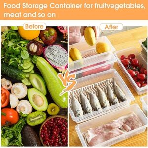 Thyle Clear Storage Bins with Lids Plastic Stackable Fridge Organizers with Removable Drain Tray Keep Fresh Food Storage Containers for Fridge Refrigerator Fruit Vegetables Pantry (9 Pcs,XL, L, S)