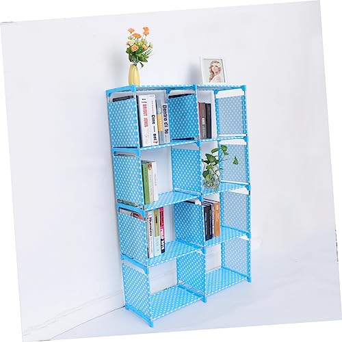 Alipis Book Storage Rack Adjustable Bookshelf Storage Rack Stackable Bookcase Cubes Library Bookshelf Shoe Rack Simple Blue Combination Closet Shelves Cubby Bookcase