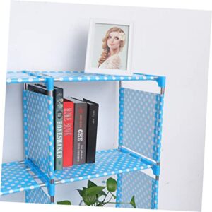 Alipis Book Storage Rack Adjustable Bookshelf Storage Rack Stackable Bookcase Cubes Library Bookshelf Shoe Rack Simple Blue Combination Closet Shelves Cubby Bookcase