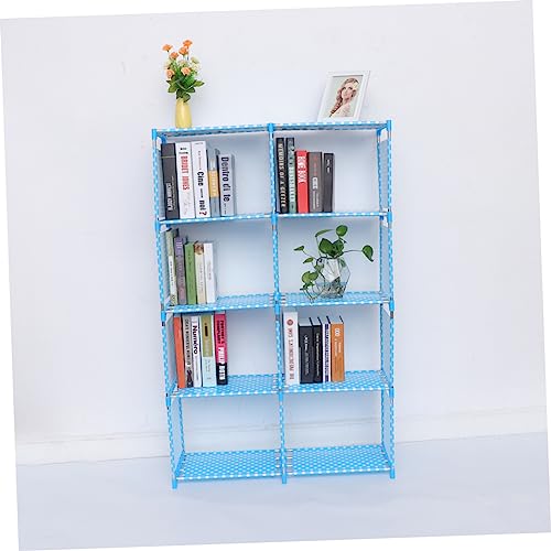 Alipis Book Storage Rack Adjustable Bookshelf Storage Rack Stackable Bookcase Cubes Library Bookshelf Shoe Rack Simple Blue Combination Closet Shelves Cubby Bookcase