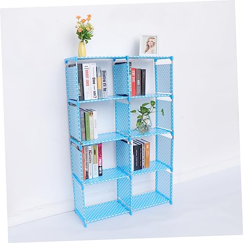 Alipis Book Storage Rack Adjustable Bookshelf Storage Rack Stackable Bookcase Cubes Library Bookshelf Shoe Rack Simple Blue Combination Closet Shelves Cubby Bookcase