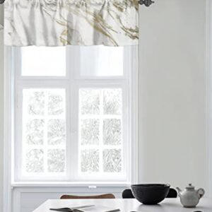 Window Valance for Kitchen,White Marble Gold Cracked Line Rod Pocket Curtain Valances Short Curtains Drapes Panel,Modern Art Abstract Pattern Window Treatment Topper for Bathroom Bedroom 54x18in