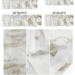 Window Valance for Kitchen,White Marble Gold Cracked Line Rod Pocket Curtain Valances Short Curtains Drapes Panel,Modern Art Abstract Pattern Window Treatment Topper for Bathroom Bedroom 54x18in