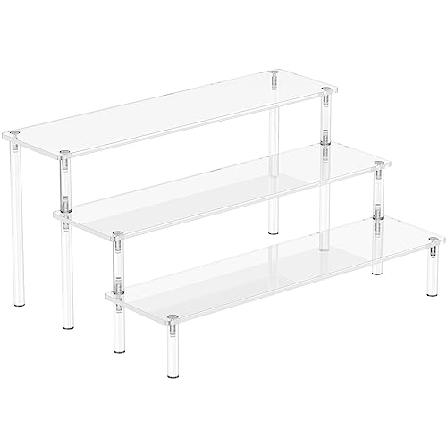 Aredpoook Acrylic Display Risers, 3 Tier Perfume Organizer Stand, Clear Cupcake Stand Holder, Large Shelf Risers for Figures, Dessert Shelves for Party, Riser Stand for Decoration and Organizer