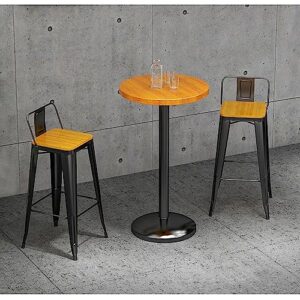 Lingula Bar Table Casual Metal High Tables and Chairs Simple Bar Industrial Style Small Round Table Retro Solid Wood Bar Table and Chairs Pub Tables (Color : A, Size : S)