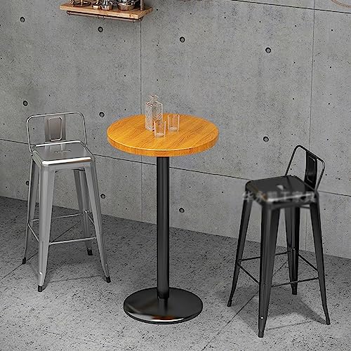 Lingula Bar Table Casual Metal High Tables and Chairs Simple Bar Industrial Style Small Round Table Retro Solid Wood Bar Table and Chairs Pub Tables (Color : A, Size : S)