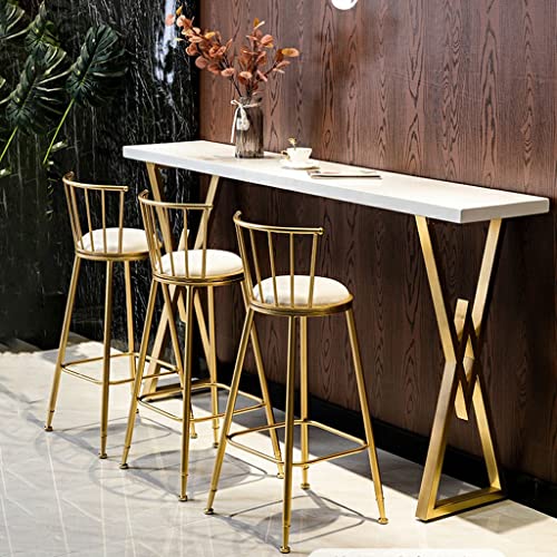 Bar Table Modern Nordic Light Luxury Wrought Iron Bar Dining Table Home Living Room Wall Solid Wood Long Table Bar High Table and Chairs Pub Tables (Color : Bar table160cm)