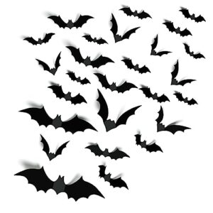 halloween party supplies hallween decorations bats wall decor 140pcs realistic pvc 3d black scary bat sticker for creepy home decor halloween party decorations diy wall decal bathroom indoor halloween decor