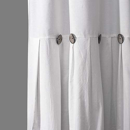 Awellife Farmhouse Shower Curtain for Bathroom, Linen and Cotton Woven Fabric, Country Rustic Style Shower Curtain Set (White, 72" L x 60" W)