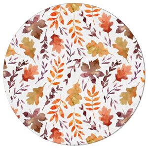 Fall Round Area Rug 3 Ft, Fall Thanksgiving Maple Leaves Soft Throw Rug Non-Slip Washable Carpet for Kid's Room, Nursery, Living Room, Bedroom, Teen's Room, Modern Home Decor