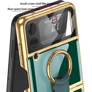 EAXER Compatible with Samsung Galaxy Z Flip 4 Case, Shockproof Christmas Elk Case Slim Shockproof Ring Holder Stand Bracket Case Cover (Blue Gray)