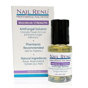 nail renu toenail fungus treatment extra strength | fast acting nail repair for damaged nails | 1% tolnaftate, ceremide iii, & essential oils repair & rejuvenate | finger and toe nail fungus treatment