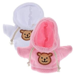 toyvian 2pcs carebear accessories plush baby doll miniture decoration bear doll clothes replaceable bear doll clothes decorative bear hoodies babydoll baby clothes clothing bear