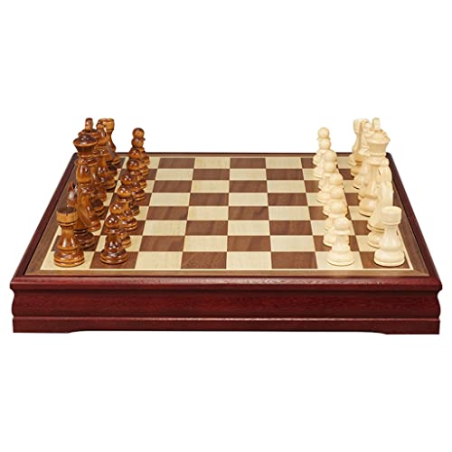 FBITE Portable Chess Set Wooden Chess Set,Board Game for Adults & Kids,Wood Chessboard, Magnetic Pieces,Travel-Friendly Chess for Easy Storage International Chess