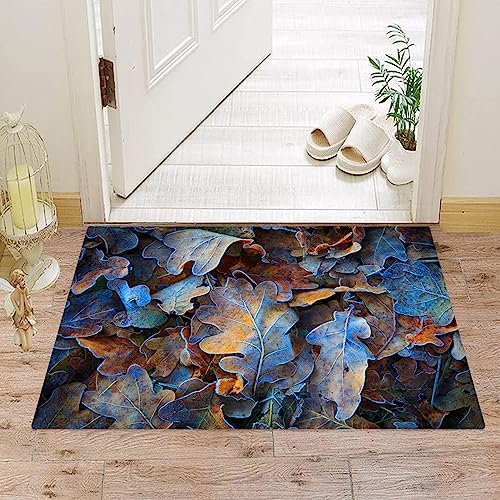 Area Rugs 8 x 10 ft, Frozen Oak Leaves Abstract Nature Background Machine Washable Rugs Indoor Non-Slip Area Rugs Carpet for Living Bedroom Dinning Room Decor