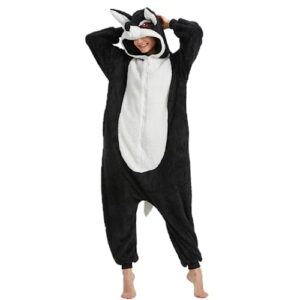 HOMWERRONT Adult Onesie Werewolf Costume Pajamas,animal Onesie Pajamas,Halloween Christmas Werewolf Onesie Pajamas for Women men