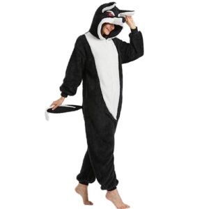 HOMWERRONT Adult Onesie Werewolf Costume Pajamas,animal Onesie Pajamas,Halloween Christmas Werewolf Onesie Pajamas for Women men