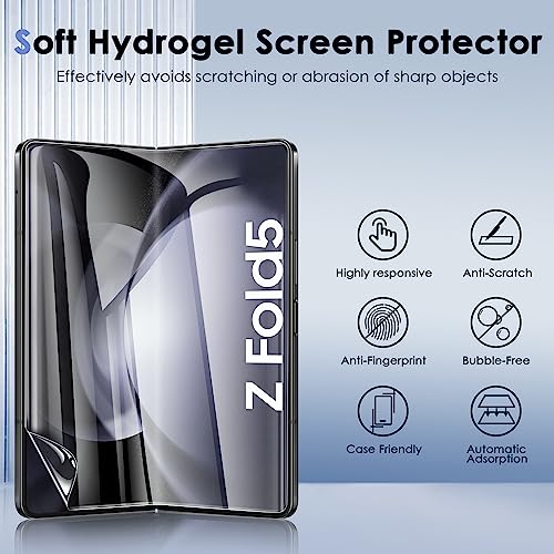 Asstar [2+2Pack for Samsung Galaxy Z Fold 5 Screen Protector,2 Pack Soft Flexible EPU Film Inner Z Fold 5 Screen Protector (Not Glass) 2 Pack 9H Camera Lens Protector,Anti-Scratch Case Friendly