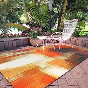 Large Area Rug 2.7' x 5', Ombre Brown Orange Runner Rug for Living Room Bedroom Washable Accent Rug Carpet Kitchen Dining Room Floor Cover Mat Abstract Painting Modern Art Texture