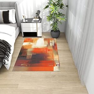 Large Area Rug 2.7' x 5', Ombre Brown Orange Runner Rug for Living Room Bedroom Washable Accent Rug Carpet Kitchen Dining Room Floor Cover Mat Abstract Painting Modern Art Texture