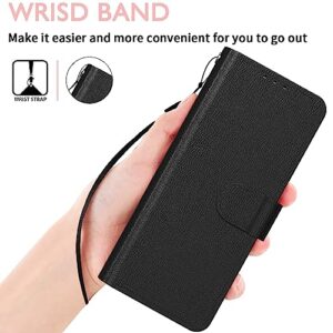 Singolas for Samsung Z Fold 5 Case, Samsung Z Fold 5 Wallet Case Card Holder Slots Cover Leather Flip Samsung Galaxy Z Fold 5 Case Protective Cover for Galaxy Z Fold 5 Case with Strap, Black