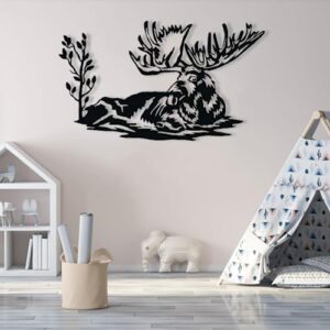 fayholy metal wall decor deer, wildlife decor, wildlife lovers gift, metal wall art, indoor decor, outdoor decor, wall decor, deer art, metal deer decor (black, 17.72" x 10.63" | 45 x 27 cm)