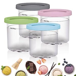 containers replacement for ninja creami pints and lids, ice cream storage containers compatible with nc301 nc300 nc299amz series ice cream maker, bpa free dishwasher safe airtight & leak-proof (4 pack)