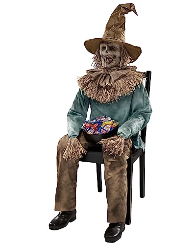 Spirit Halloween 4.5 Ft Scary Sitting Scarecrow Animatronic | Decorations | Animated | Pop-up Motion | Scarecrow Prop