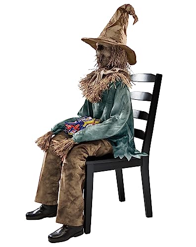 Spirit Halloween 4.5 Ft Scary Sitting Scarecrow Animatronic | Decorations | Animated | Pop-up Motion | Scarecrow Prop