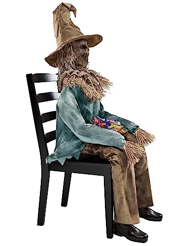 Spirit Halloween 4.5 Ft Scary Sitting Scarecrow Animatronic | Decorations | Animated | Pop-up Motion | Scarecrow Prop