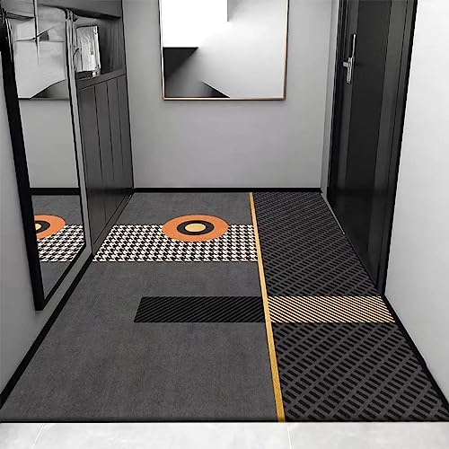 Non Slip Rugs 8X10 Feet / 240X300 Cm/96 Inches X 120 Inches Area Rugs Living Room Rugs for Indoor Home Decorative Shag Carpet Rugs Gray Orange Round Geometric Pattern