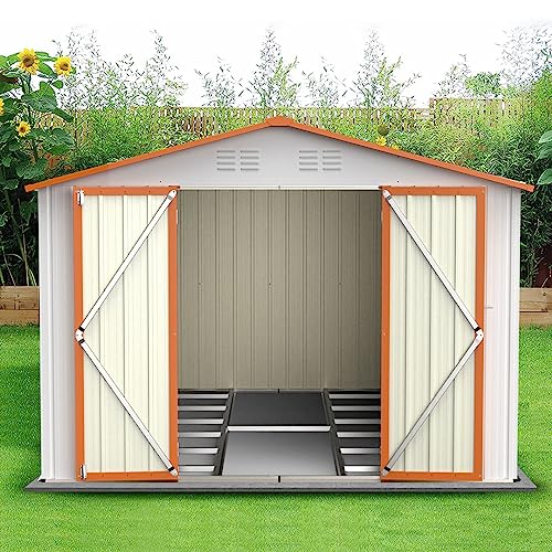 10 x 8 Ft Storage Shed,Outdoor Storage Shed Metal Shed with Floor Frame,Outdoor Shed for Yard Patio Lawn,Perfect to Store Pool Furniture,Bike,Garbage Can