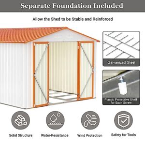 10 x 8 Ft Storage Shed,Outdoor Storage Shed Metal Shed with Floor Frame,Outdoor Shed for Yard Patio Lawn,Perfect to Store Pool Furniture,Bike,Garbage Can